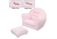 Personalized Pink Chenille Upholstered Rocker & Otto with Slip Cover